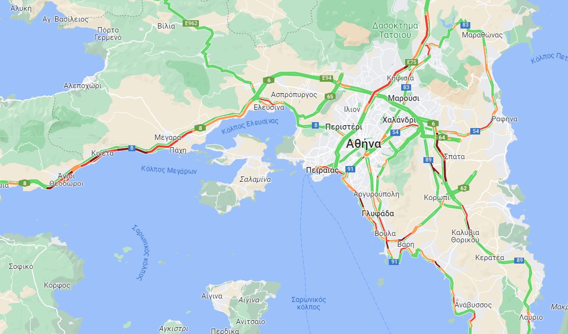 Κίνηση στους δρόμους: Μεγάλες καθυστερήσεις στην Αθηνών-Κορίνθου - LIVE ...